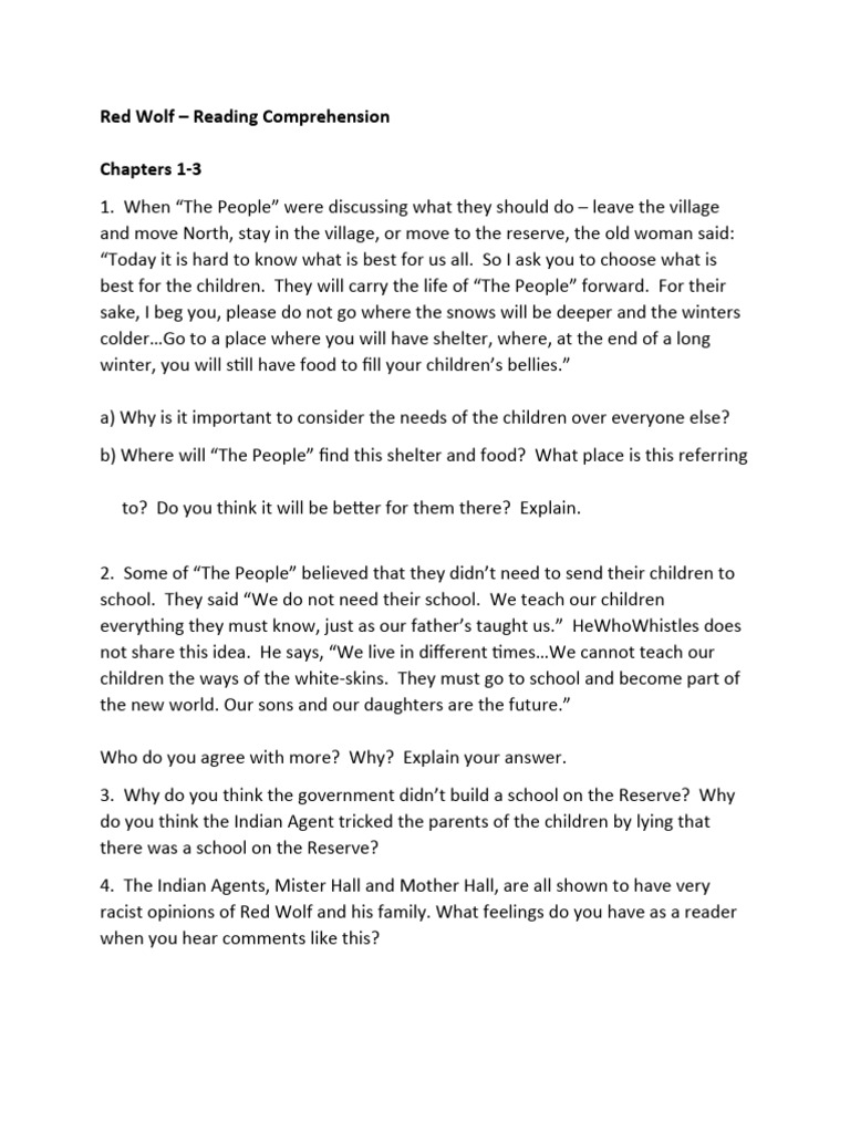 Chapters 1-3 Reading Comprehension | PDF