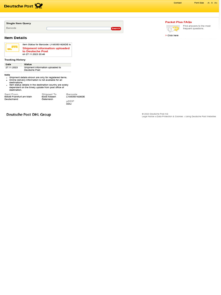 Deutsche Post Shipment Tracking Details | PDF