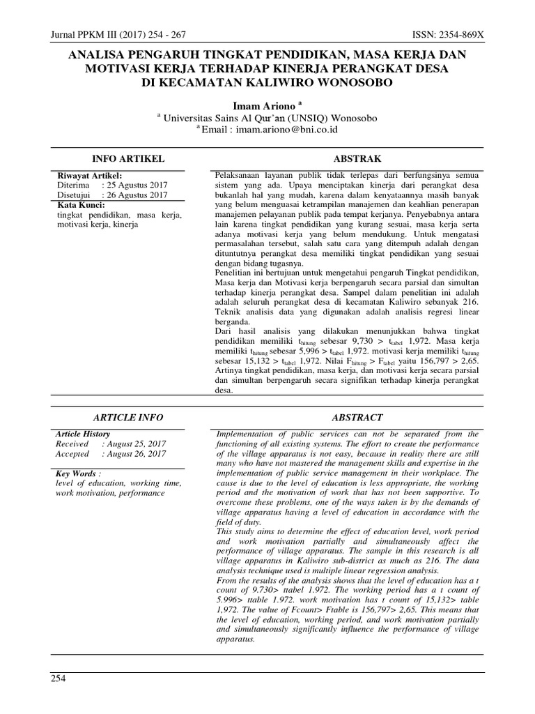 Pengaruh Pendidikan dan Motivasi Kerja | PDF | Karier & Perkembangan
