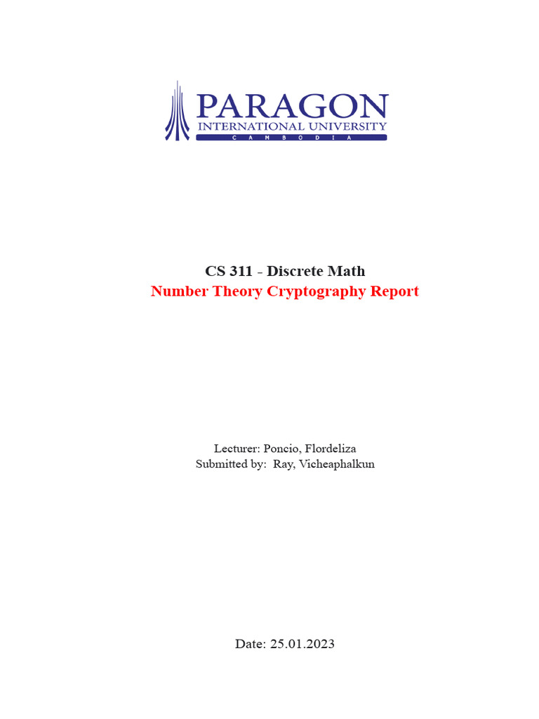 CS311 CryptographyReport VicheaphalkunRay | PDF | Cryptography | Key (Cryptography)