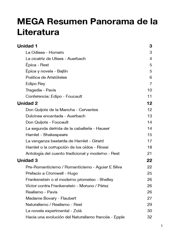 MEGA Resumen Panorama de la Literatura | PDF | Aldea | Edipo