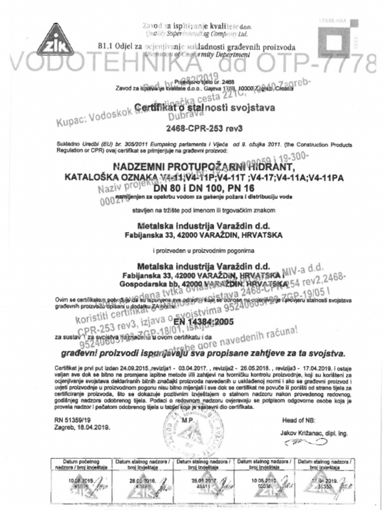 HIDRANT NADZEMNI-PODZEMNI (MIV) | PDF