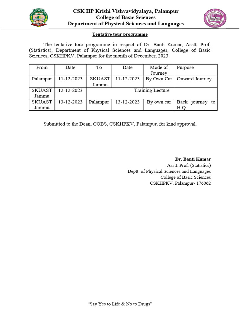 Tour Programme and Form 42 | PDF