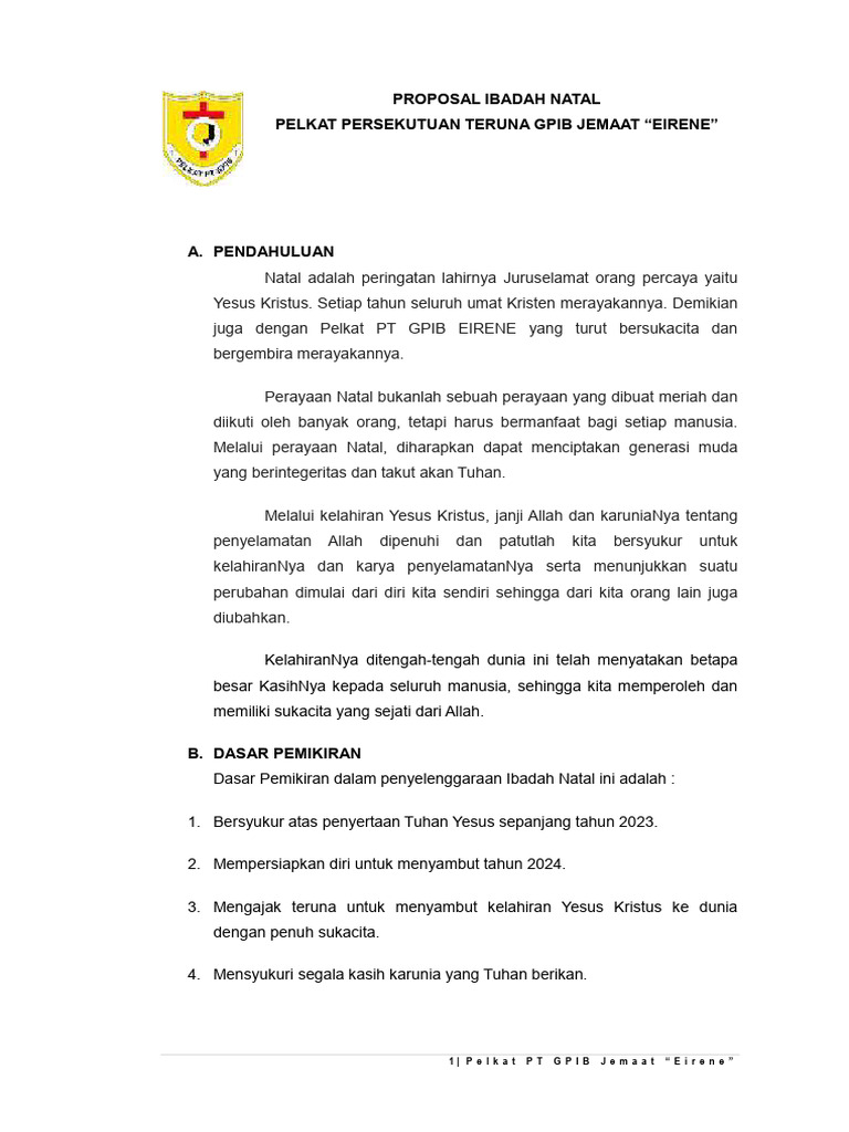 Proposal Natal PT, 30 Des 2023 | PDF
