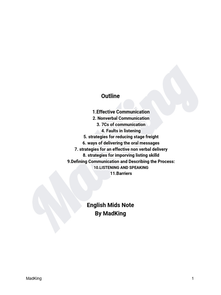 English Mids Note by MadKing | PDF | Communication | Nonverbal ...