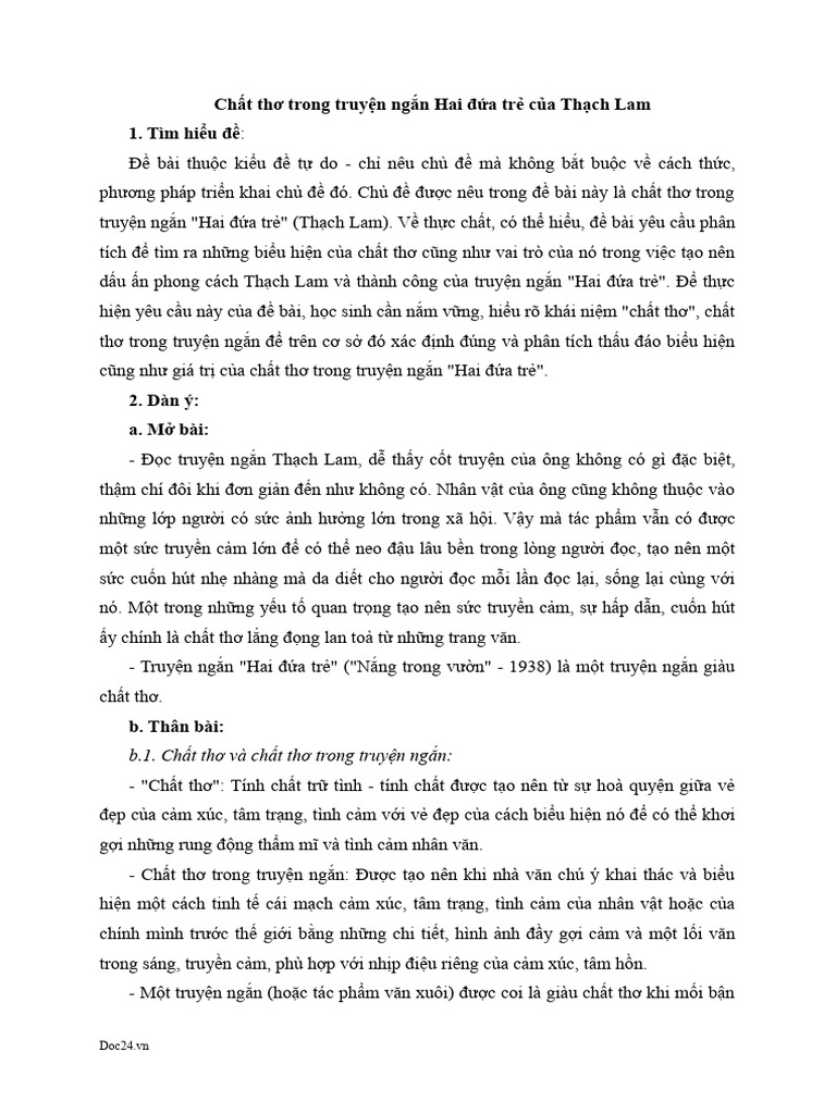 (Lib24.vn) Chat-Tho-Trong-Truyen-Ngan-Hai-Dua-Tre-Cua-Thach-Lam | PDF