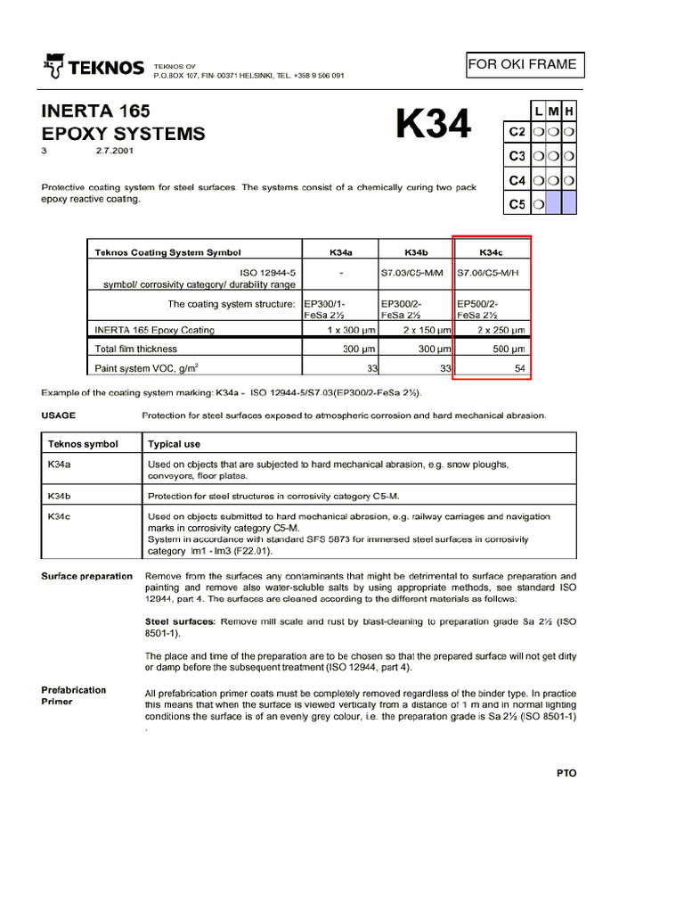 Paint System For Frame K34 | PDF