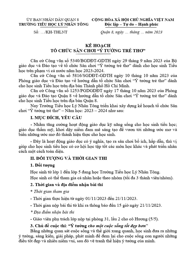 KE HOACH THI VE TRANH Y TUONG TRE THO NAM 23 - 24 26c0f | PDF