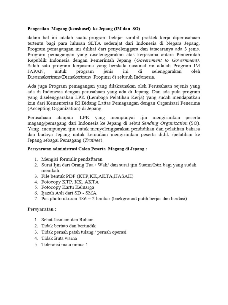 Pengertian Magang dan TG | PDF