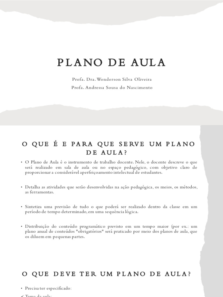 Aula01 PLANO DE AULA | PDF | Aprendizado | Pedagogia