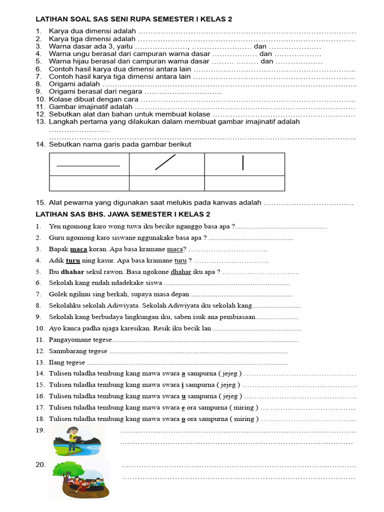Latihan Soal Sas Seni Rupa Semester I Kelas 2 | PDF