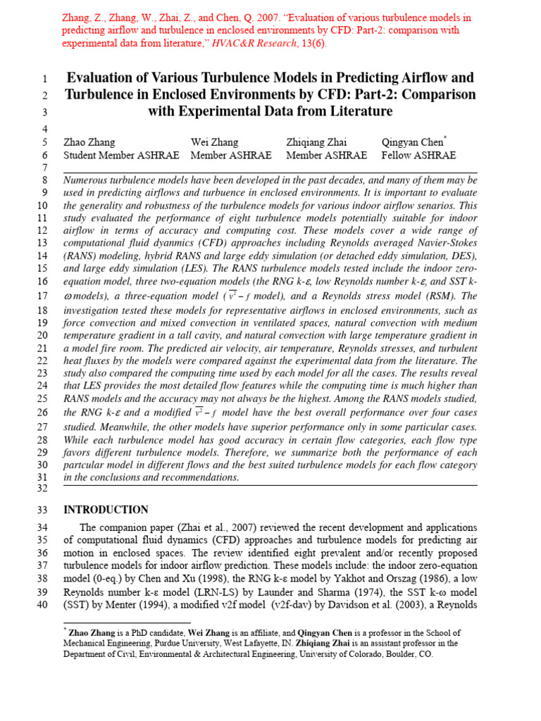 CFD Turbulence Models Evaluation | PDF | Turbulence | Computational Fluid Dynamics