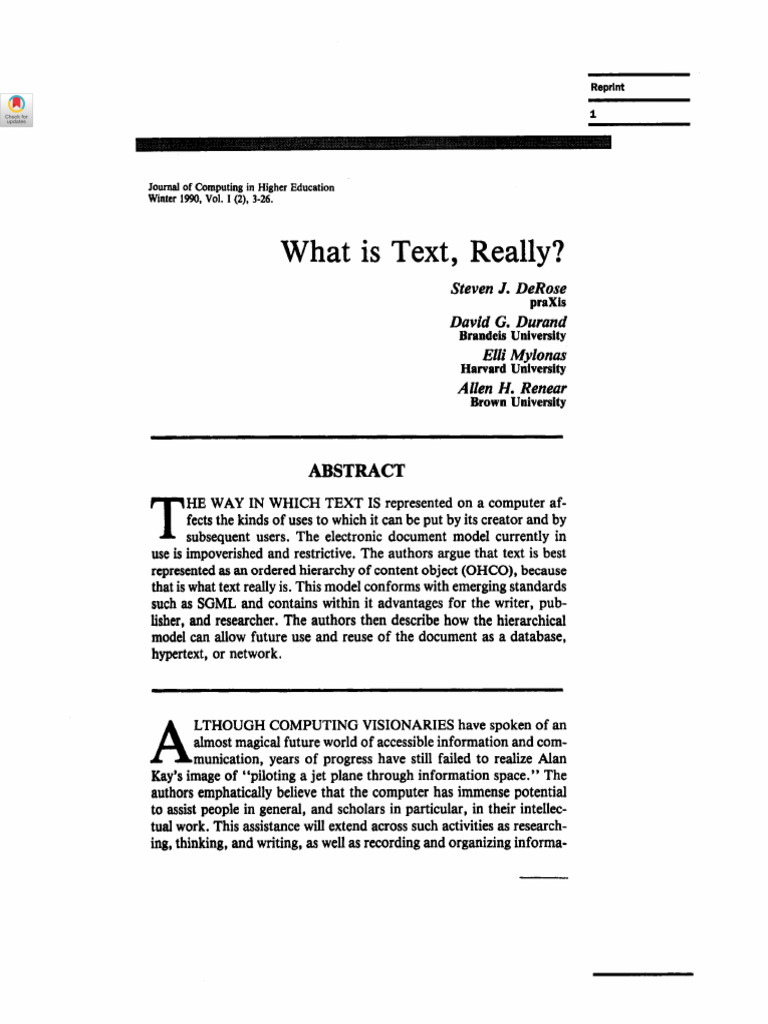 What Is Text, Really?: Steven J. Derose David G. Durand Elli Mylonas ...