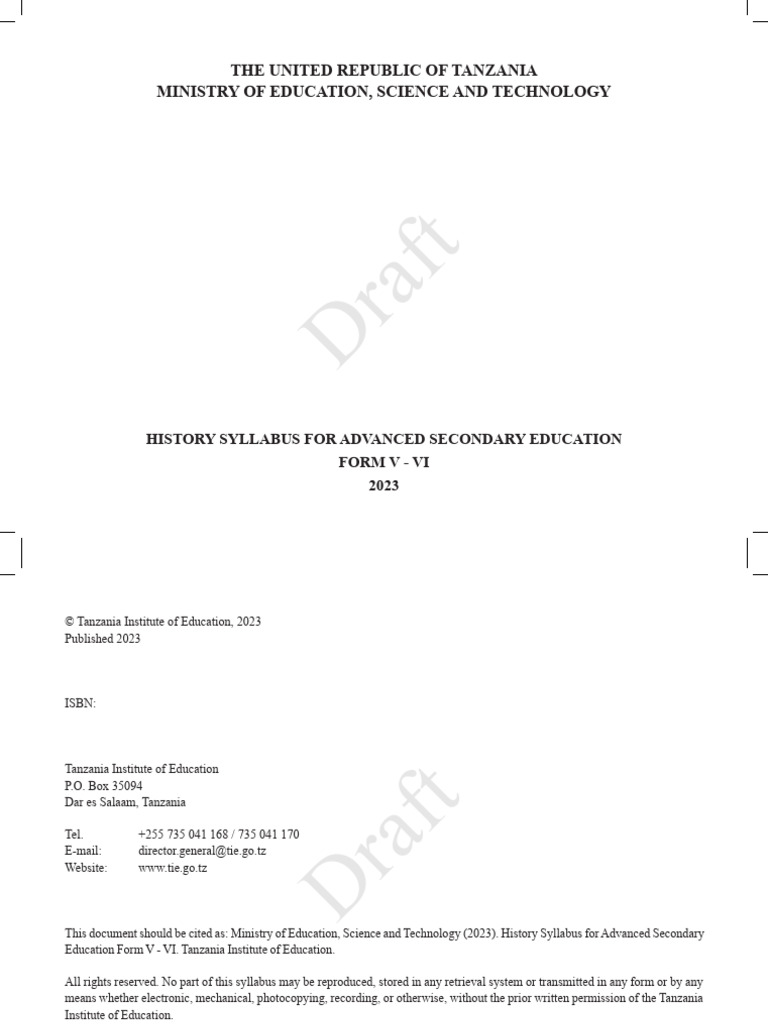 History Syllabus For Advanced Secondary Education - Final 2 | PDF ...