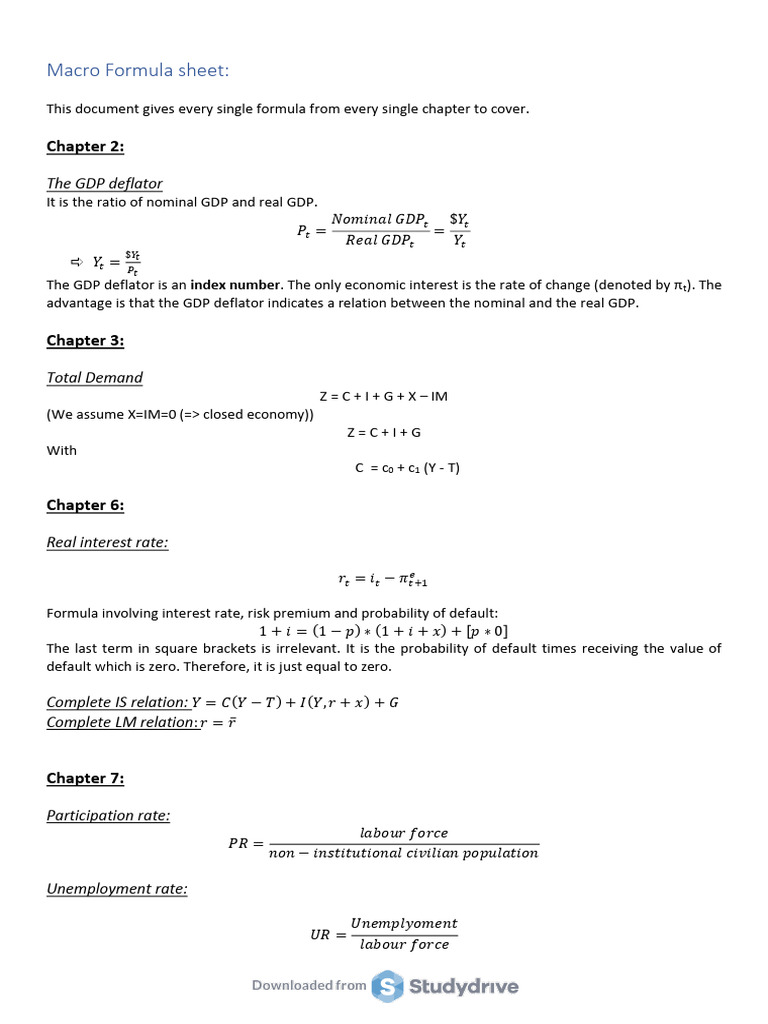 All Formulas Macro | Download Free PDF | Phillips Curve | Economics