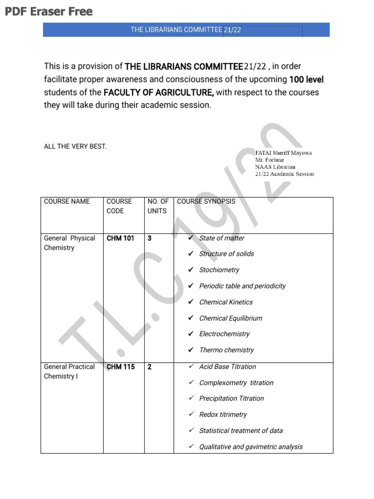 Course Outline 100l | PDF Course Outline 100l | PDF