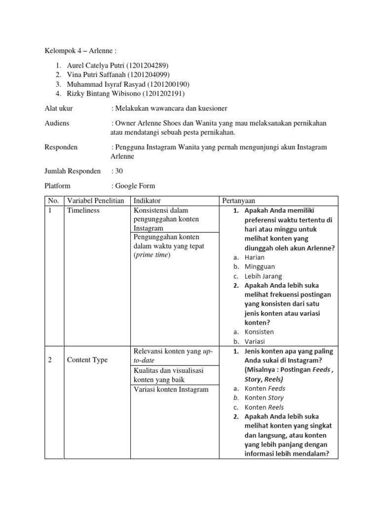 Riset Pemasaran Tugas 6 - Kelompok 4 - Arlenne | PDF