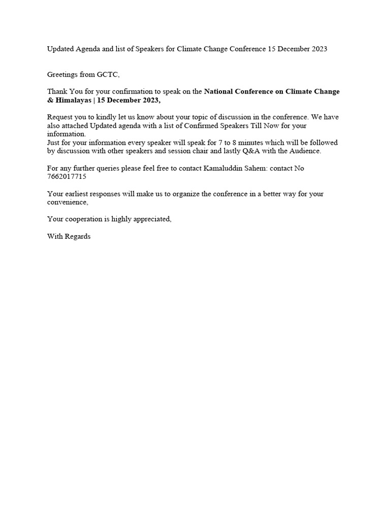 Mail Draft To Speakers | PDF