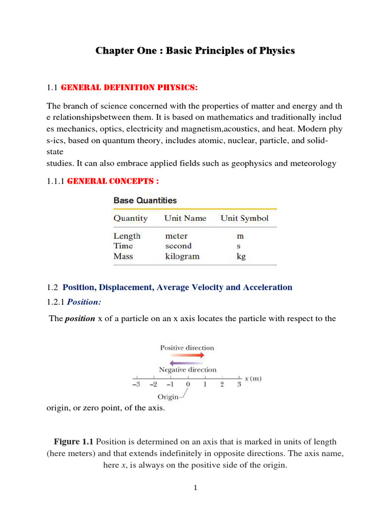Chapter One: Basic Principles of Physics | PDF | Force | Potential Energy