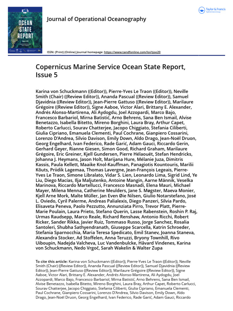 Copernicus Marine Service Ocean State Report Issue 5 | PDF | Academic ...