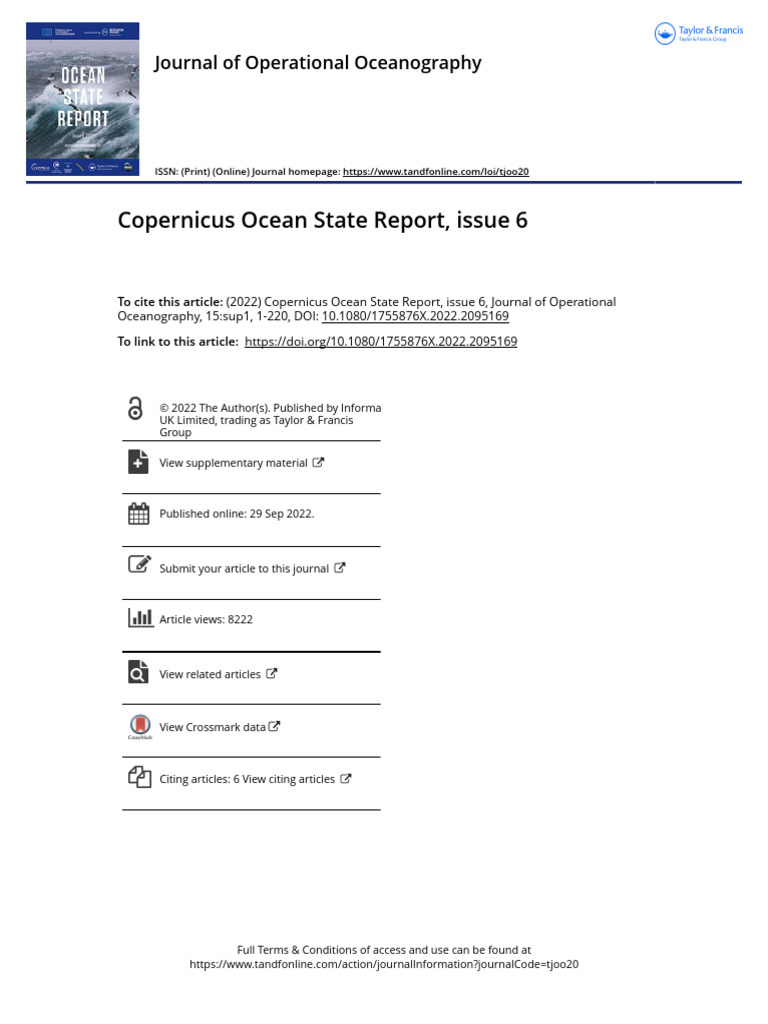 Copernicus Ocean State Report Issue 6 | PDF | Subscription Business Model | Oceanography