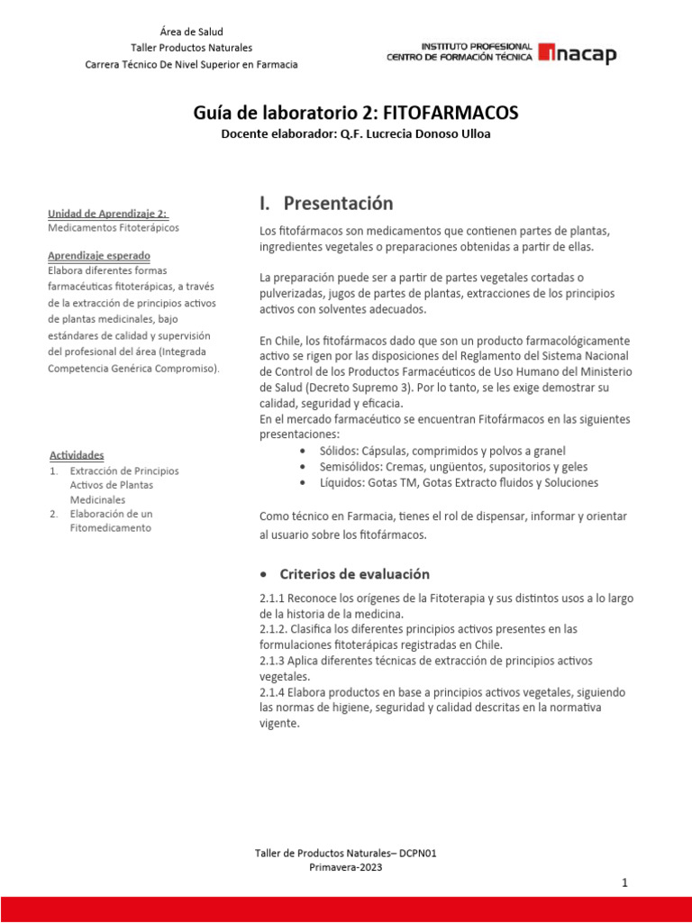 Guía de Laboratorio 2 Extracción Principios Activos Vegetales | Descargar gratis PDF | Farmacia ...