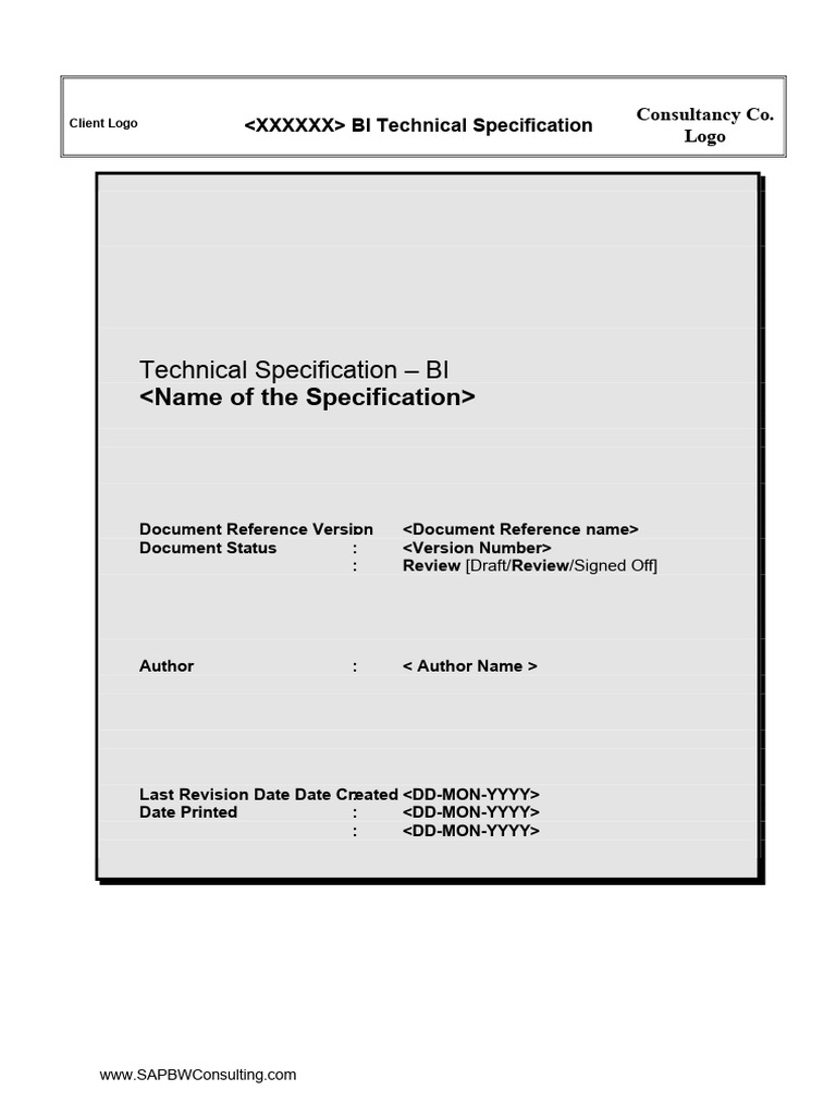 BI Technical Specification Guide | PDF | Specification (Technical ...