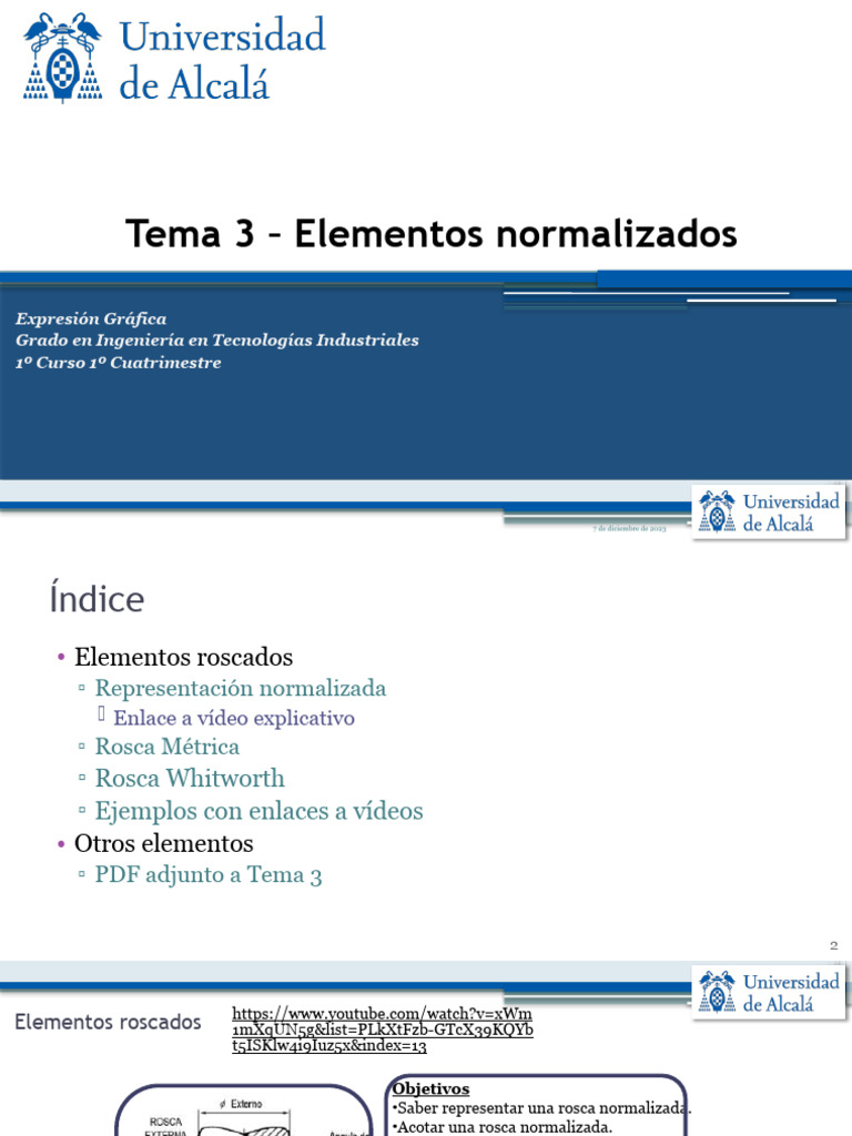 Tema 3 - Elementos Normalizados | PDF | Pulgada | Metalurgia