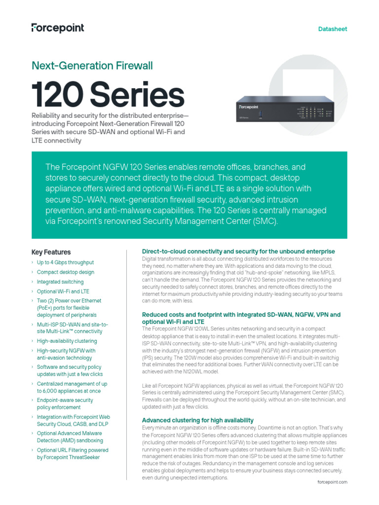 Datasheet Forcepoint NGFW 120 Series en | PDF | Virtual Private Network ...