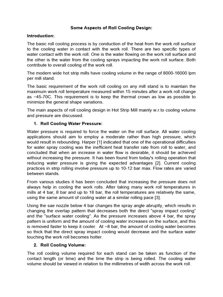 Roll Cooling Report2 | PDF | Water | Heat Transfer