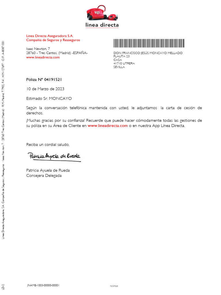 Carta Cesion Derechos 2022 Comprension Auditiva