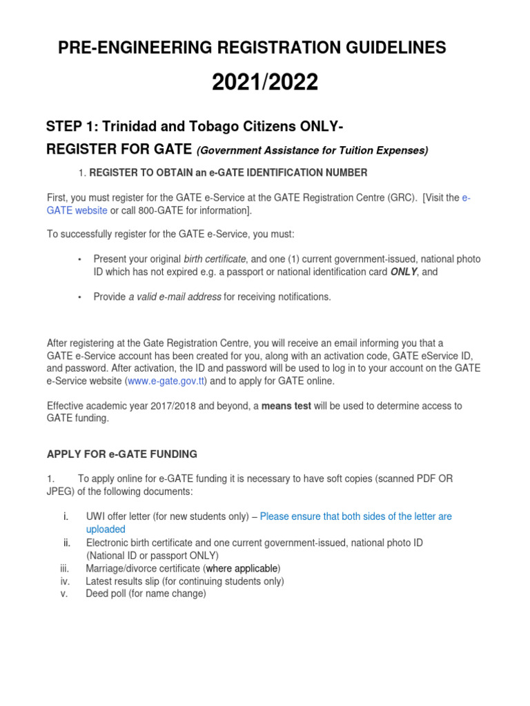 Pre-Engineering Registration Procedure - Compressed. - 0 | PDF ...