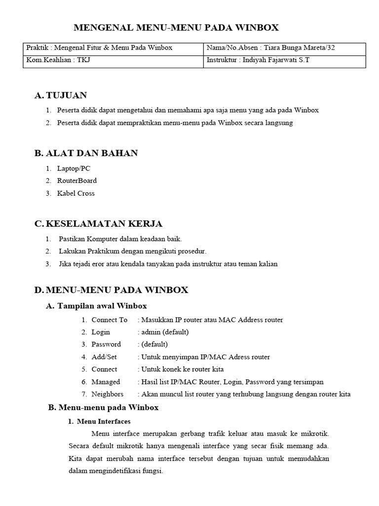 Menu Pada Winbox New | PDF