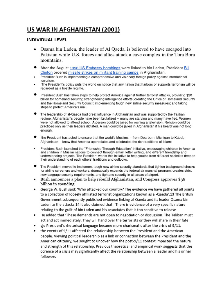 Us War in Afghanistan | PDF | September 11 Attacks | Northern Alliance