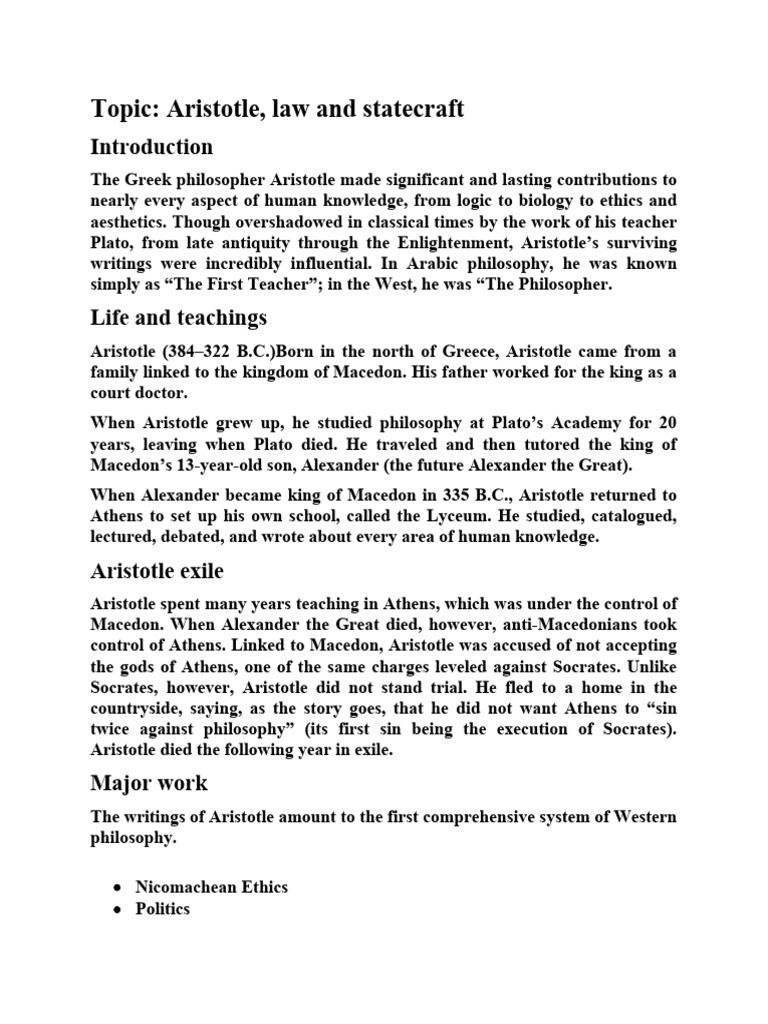 Aristotle - Law and Statecraft | PDF | Aristotle | Plato