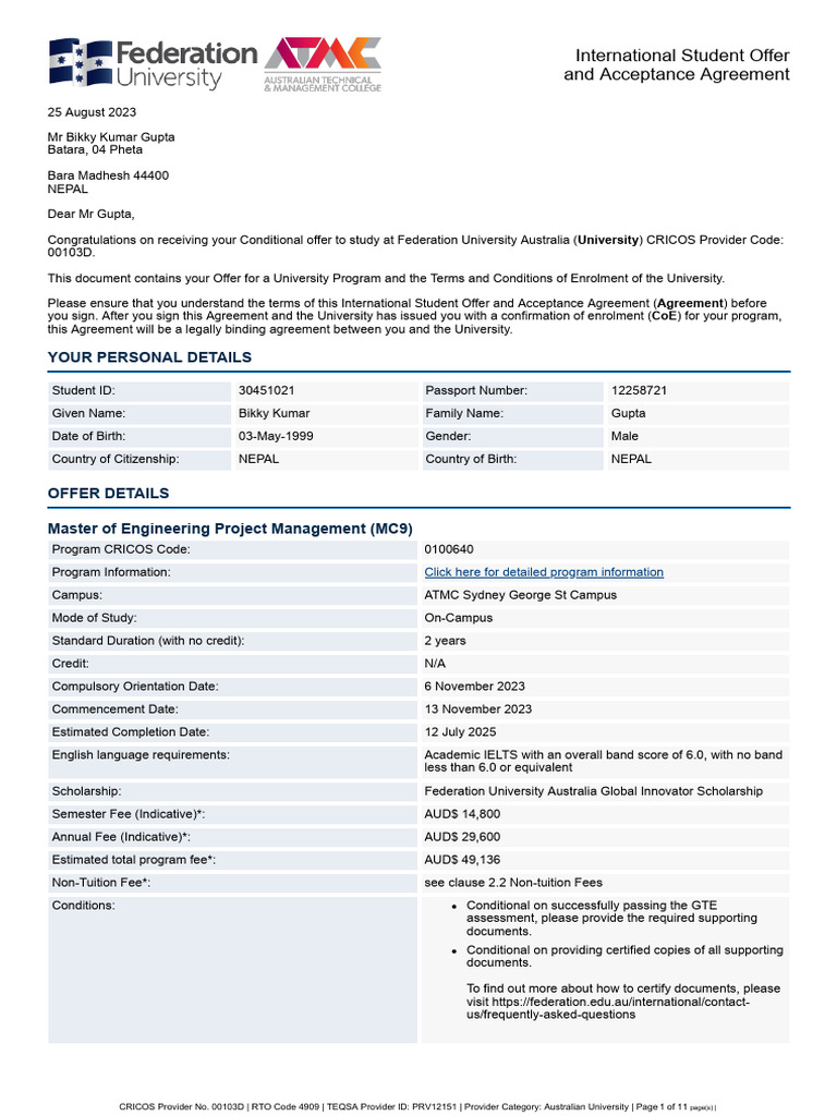 Sample of Letter - of - Offer | PDF