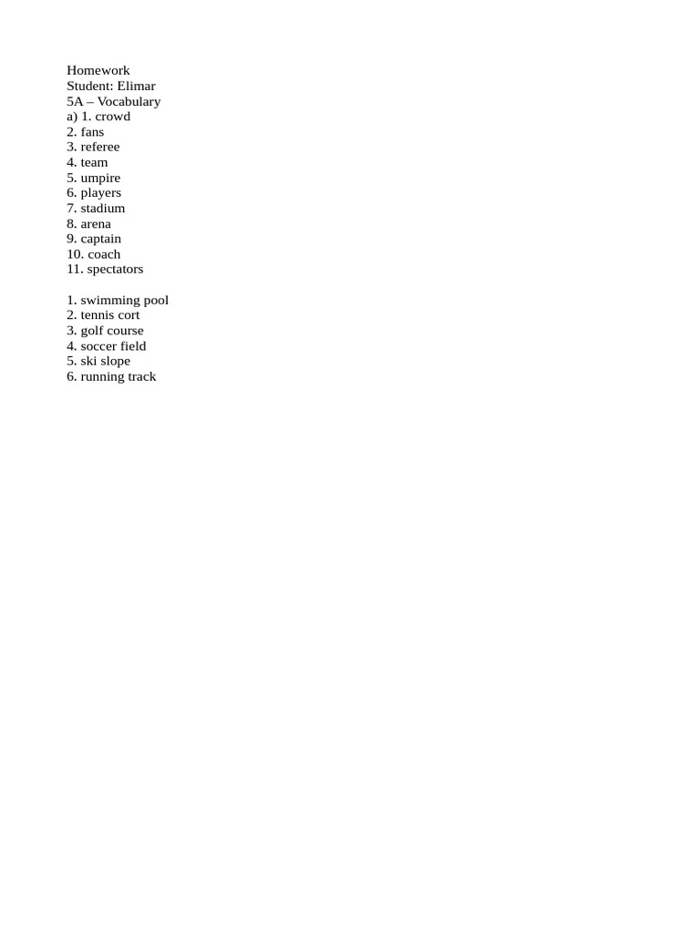 5A Vocabulary Homework | PDF | History