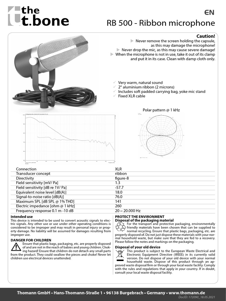 T.bone RB500 | PDF | Microphone | Electrical Engineering