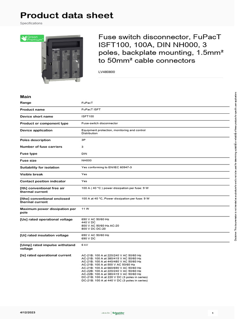 FuPacT LV480800 | PDF | Fuse (Electrical) | Alternating Current