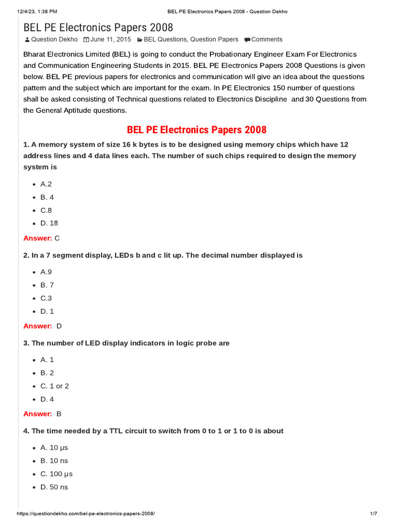 BEL PE Electronics Papers 2008 | PDF | Diode | Electricity