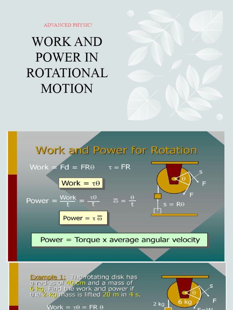Work and Power in Rotational Motion | PDF