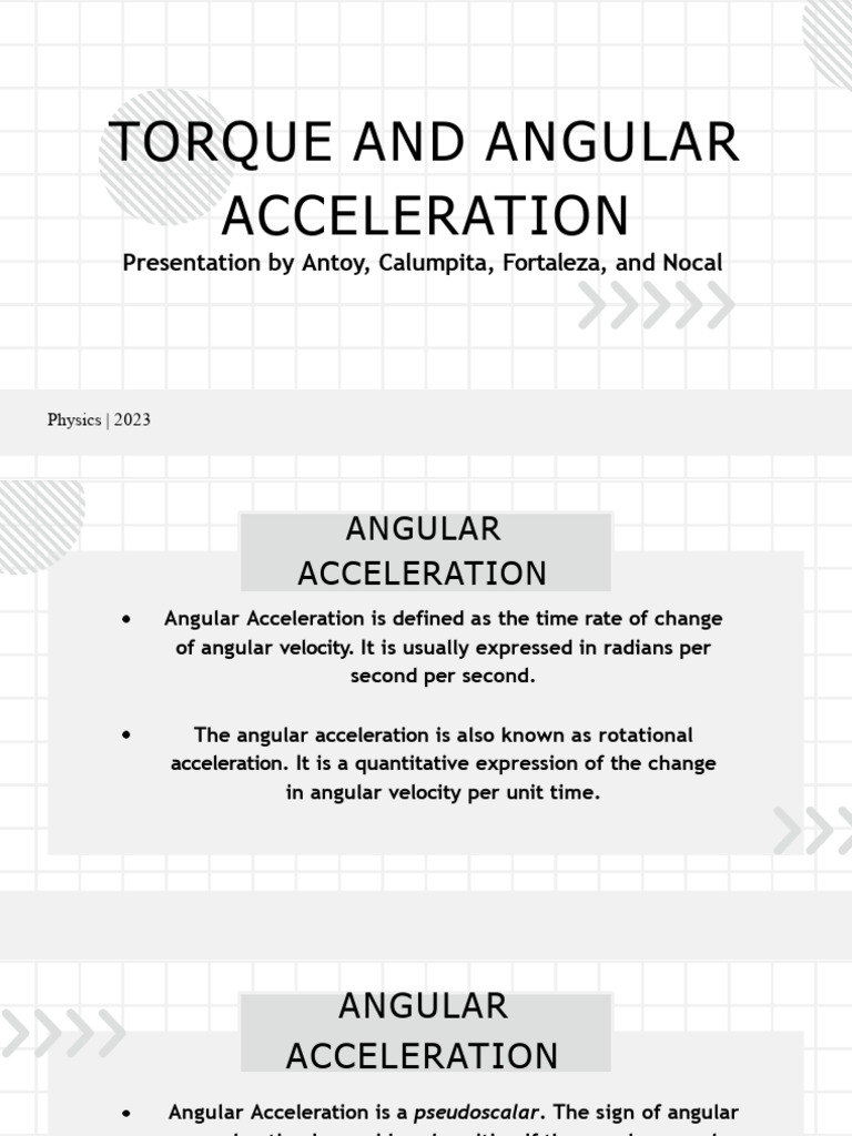 Angular Acceleration and Torque | PDF | Torque | Force