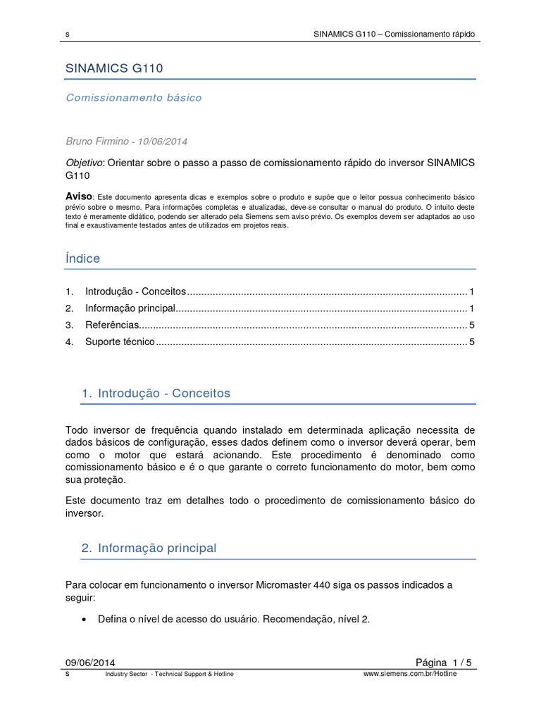 Comissionamento Rápido SINAMICS G110 | PDF | Tecnologia e Engenharia