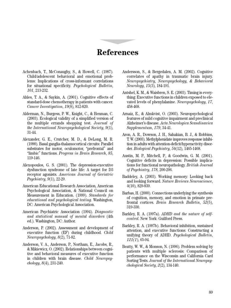 BRIEF-A Manual Biblio | PDF | Executive Functions | Neuropsychology