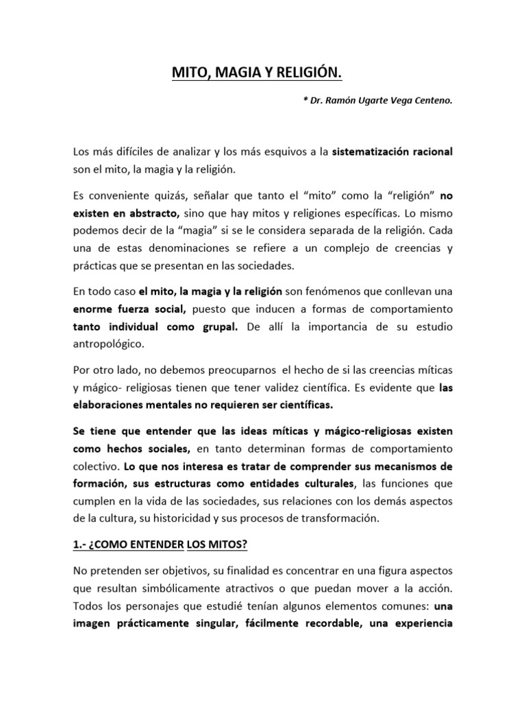 Mito, Magía y Religión | PDF | Creencia religiosa y doctrina