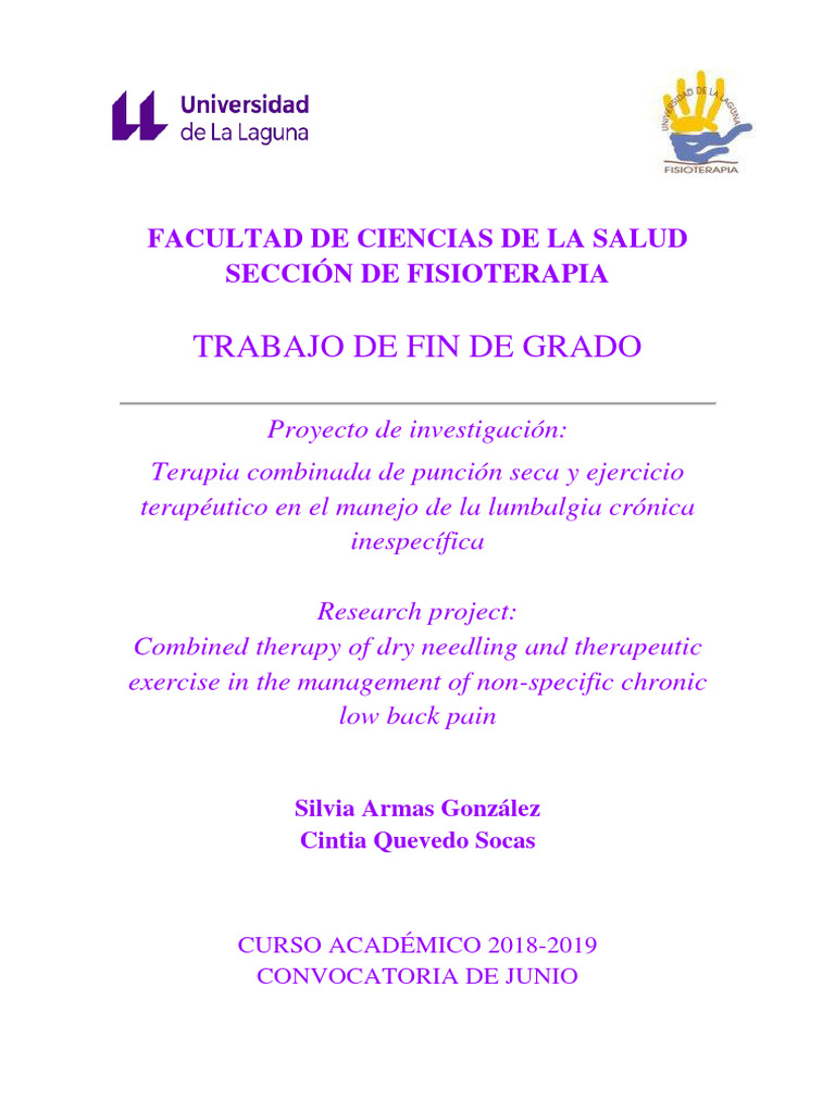 Terapia Combinada de Puncion Seca y Ejercicio Terapeutico en El Manejo ...