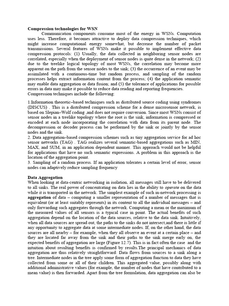 Data Compression And Aggregation Pdf Wireless Sensor Network Data Compression