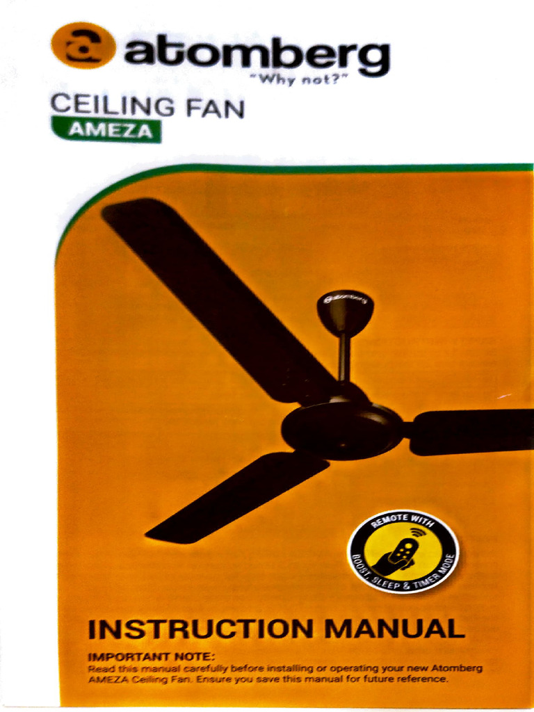 Atomberg CEILING FAN | PDF | Manufactured Goods | Electrical Engineering