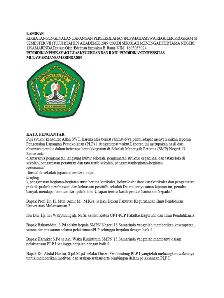contoh laporan plp | PDF