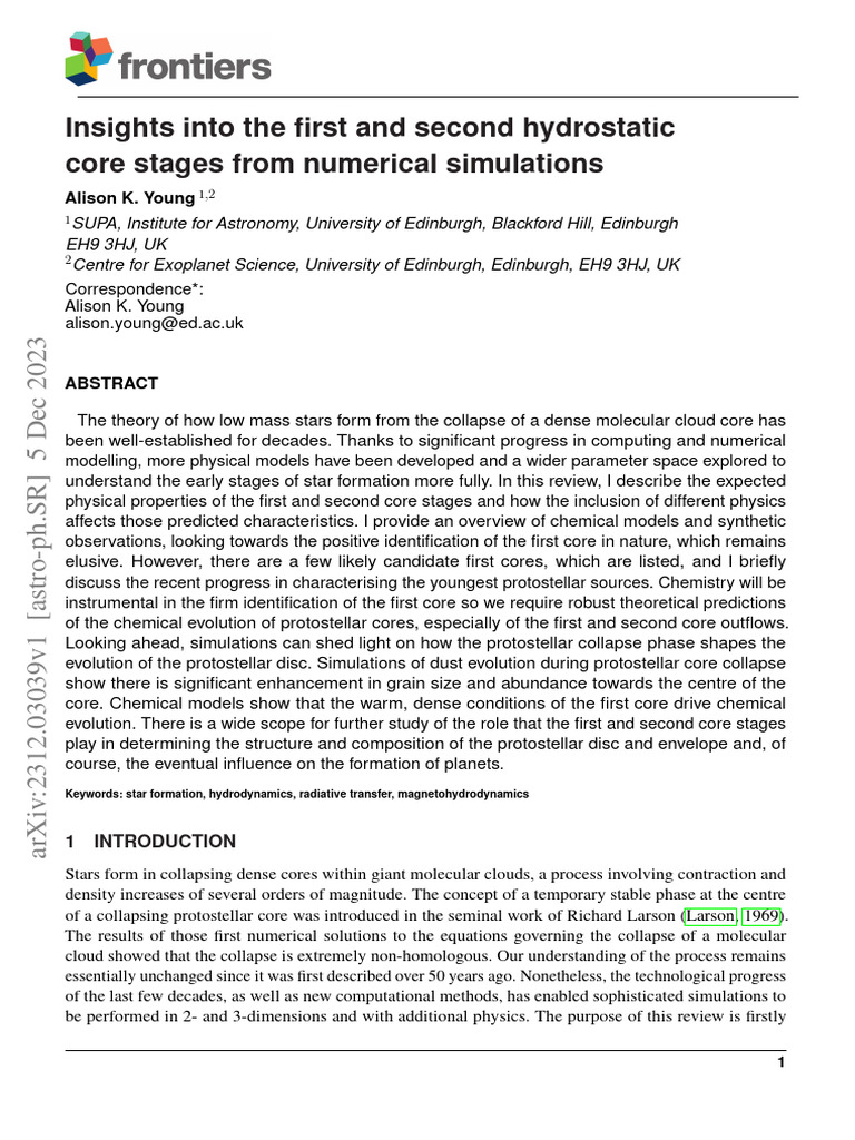 2023 Young - Insights Into The First and Second Hydrostatic Core Stages From Numerical ...